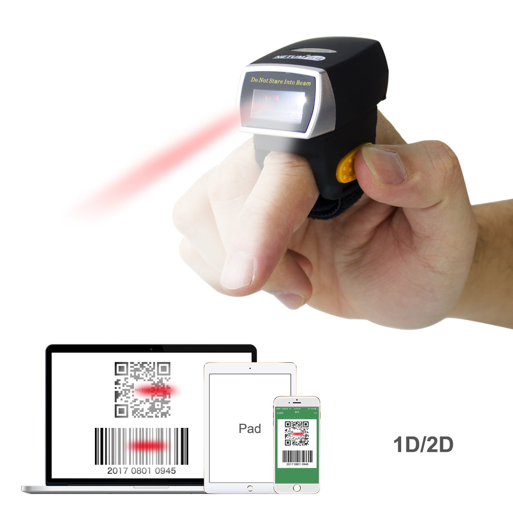 NSR2 Bluetooth Ring 1D 2D QR Barcode Scanner Wearable Mini Bar Code Re